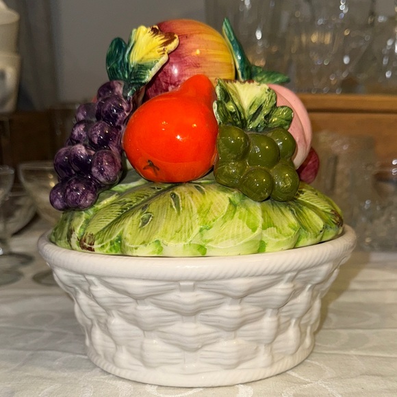 Accents | Vintage Alfro Capodimonte Style Porcelain Fruit Basket Bowl ...